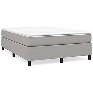 vidaXL Box Spring Bed Frame Home Indoor Bedroom Bed Accessory Wooden Upholstered Double Bed Base Furniture Light Gray 59.8"x79.9" Queen Fabric