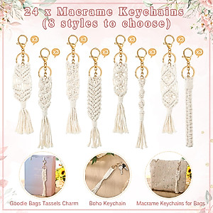 Ecation 24 Sets Bridal Shower Favors for Guests 24 Macrame Keychains Boho Keychain 24 Thank You Cards with Hemp Rope Goodie Bags Tassels Charm for Wedding Favors