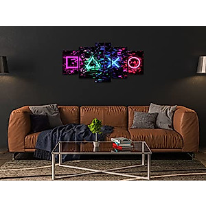 Biufo Gamer Symbol Canvas Wall Art Paintings Gaming Wall Decor Print Picture Artwork for Kids Boys Game Room Playroom Bedroom Decor (Small)