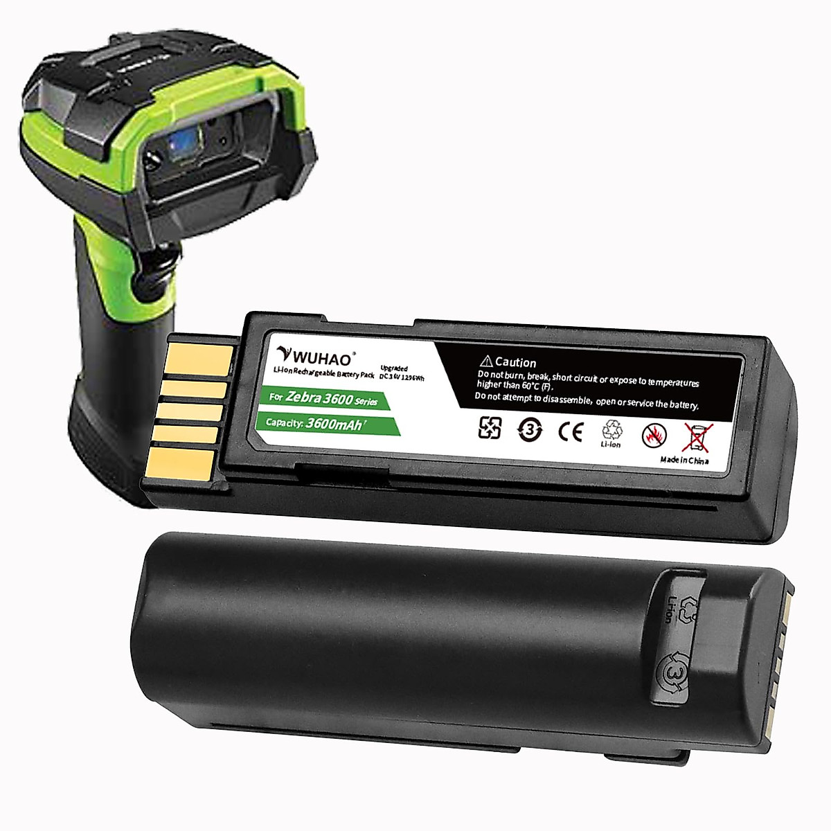 WUHAO for Zebra DS3678 Replacement Battery Upgraded 3600mAh for 3600 LI3678 LS3678 BTRY-36IAB0E-00/82-166537-01 Battery