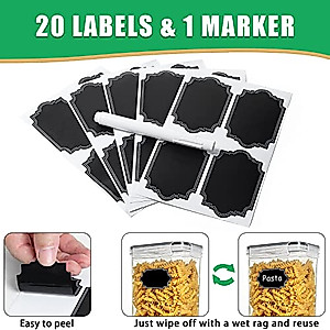 Wildone Airtight Food Storage Containers with Lids, 14PC Plastic Kitchen Storage Containers for Pantry Organization and Storage, Cereal, Flour and Sugar Containers, Include 20 Labels & Pen