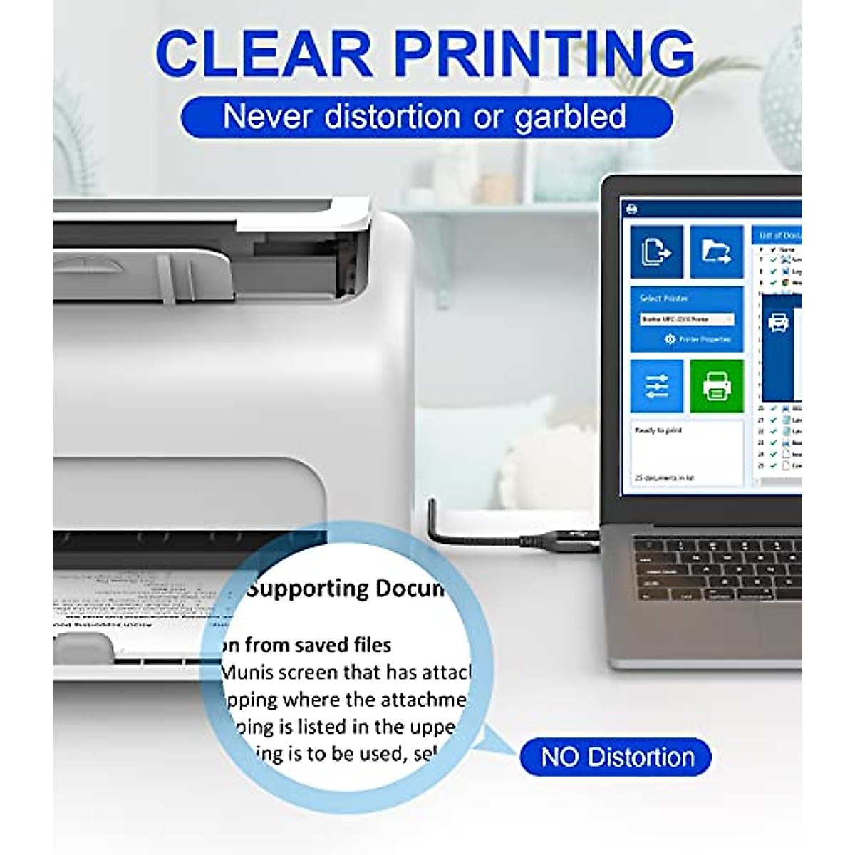 sweguard Printer Cable 10ft, USB 2.0 Printer Cable USB-A to USB-B Cable, High Speed Nylon Braided Scanner Printer Cord for HP Canon Dell Epson Brother Lexmark Xerox Samsung Piano DAC & More-Black