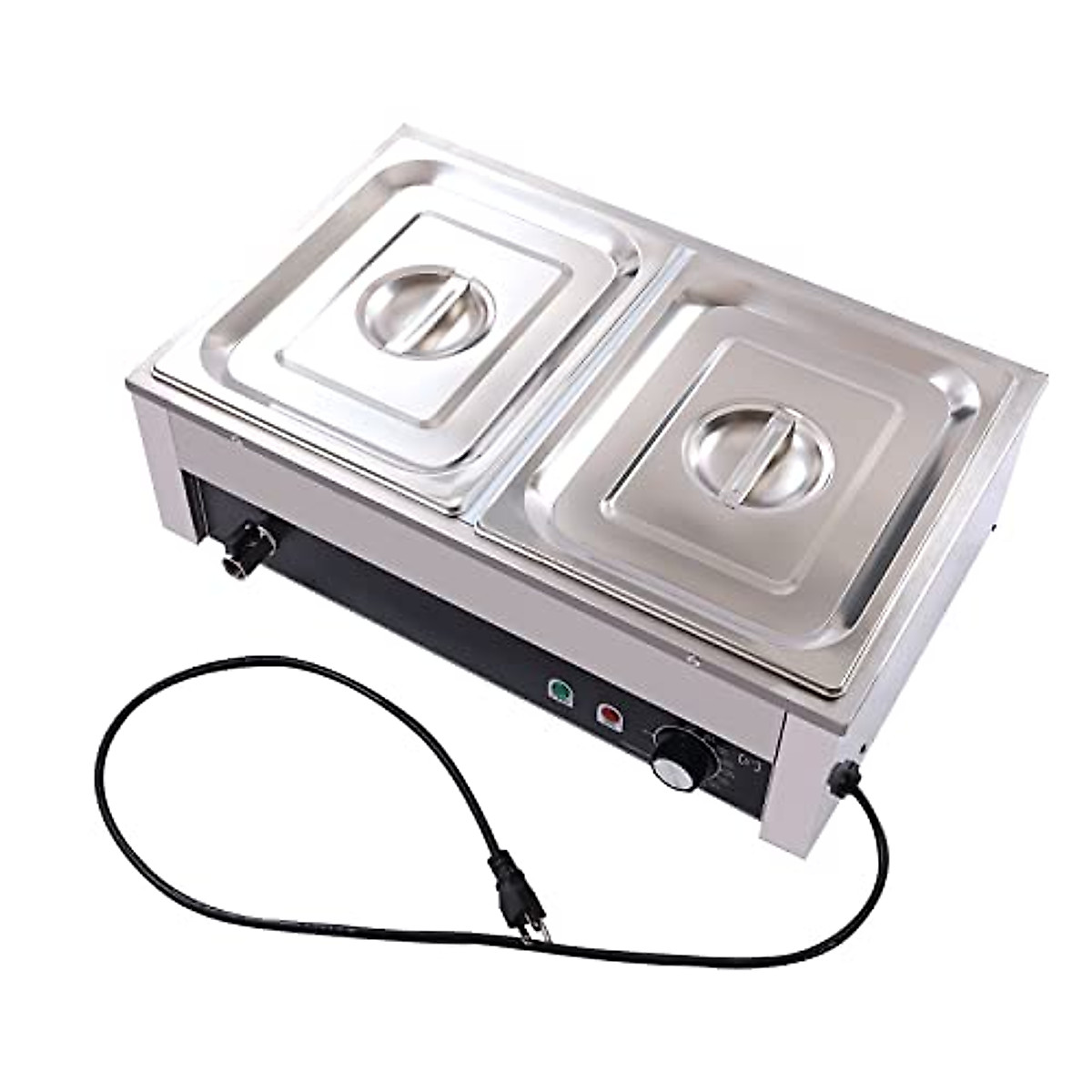 BANLICALI 2-Pan Chafing Dish, 1500W Stainless Steel Electric Chafing Dish Buffet Set, Commercial Chafers Catering Buffet Servers with Lid, Tray & Steam Warmers for Homes Restaurants Silver 110V