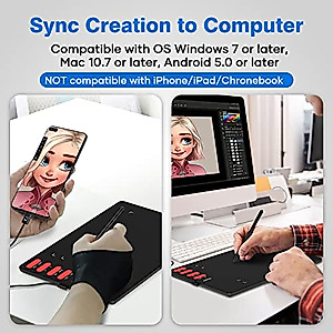 Graphics Drawing Tablet with 8 x 6 Inch Active Area Drawing Tablet, Battery-Free Pen and Express Keys Compatible for Mac/Windows/Android OS