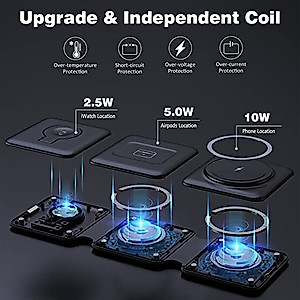 Magnetic Wireless Charger for iPhone: Fodable 3 in 1 Charging Station for Multiple Apple Devices - Travel Charging Pad Dock for Apple Watch iPhone 14 13 12 Pro Max Plus & Airpod