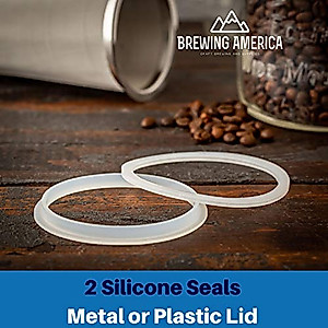 Cold Brew Filter for Mason Jar Wide Mouth Coffee Maker, UPGRADED Stainless Steel Mesh with Silicone Seals (2 Quart (64 Ounces)