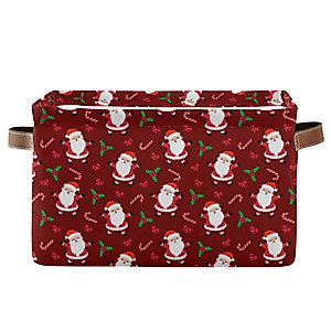 ALAZA Christmas Santa Claus Gift Red Foldable Storage Box Storage Basket Organizer Bins with Handles for Shelf Closet Living Room Bedroom Home Office 1 Pack