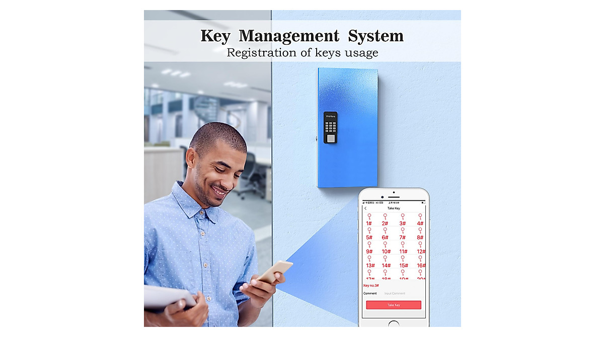 WeHere 96 Key Lock Box with App & Remote Unlock | Secure Key Storage
