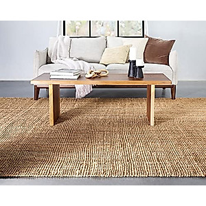 Well Woven Lani Boucle Hand-Woven Jute Farmhouse Solid Pattern Natural Chuncky-Textured 8' x 10' Area Rug