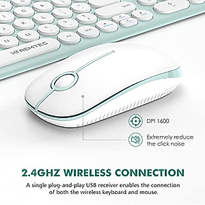 Wireless Keyboard and Mouse Combo, Cute Kawaii Green Aesthetic Quiet Laptop Keyboard Teclado y Mouse Inalambrico Mac (Macaron Green)