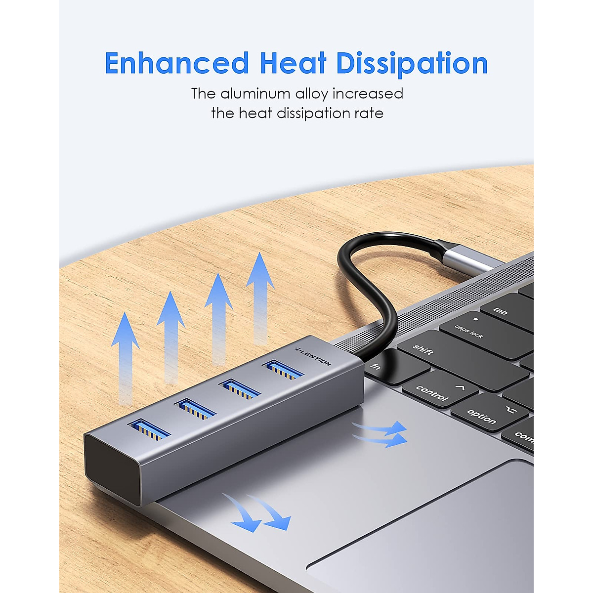 LENTION 4-in-1 USB C Hub, 4 USB 3.0 Ports, USB C to USB A Multiport Adapter for 2023-2016 MacBook Pro, Mac Air & Surface, iPad Pro, Chromebook, More, Stable Driver Certified (CB-C22s, Space Gray)