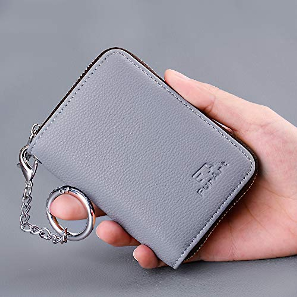 FurArt Credit Card Wallet, Zipper Card Cases Holder for Men Women, RFID Blocking, KeyChain Wallet, Compact Size