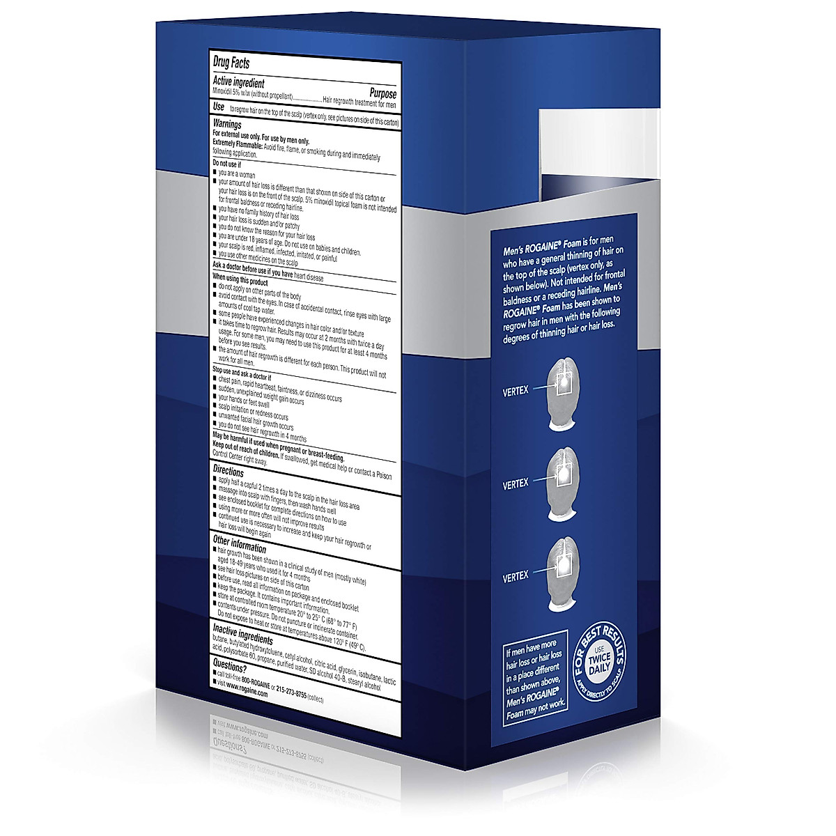 Men's Rogaine 5% Minoxidil Foam for Hair Loss and Hair Regrowth, Topical Treatment for Thinning Hair, 3-Month Supply ( Pack of 3)