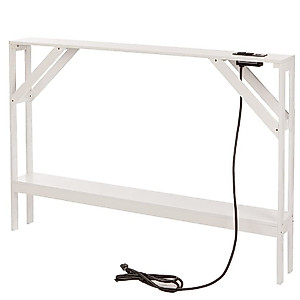 Skinny Sofa Table with Outlet - Modern Accent Table with White Finish