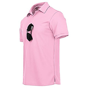 ZITY Mens Polo Shirt Short Sleeve Sports Golf Tennis T-Shirt 012-Pin 3XL Pink