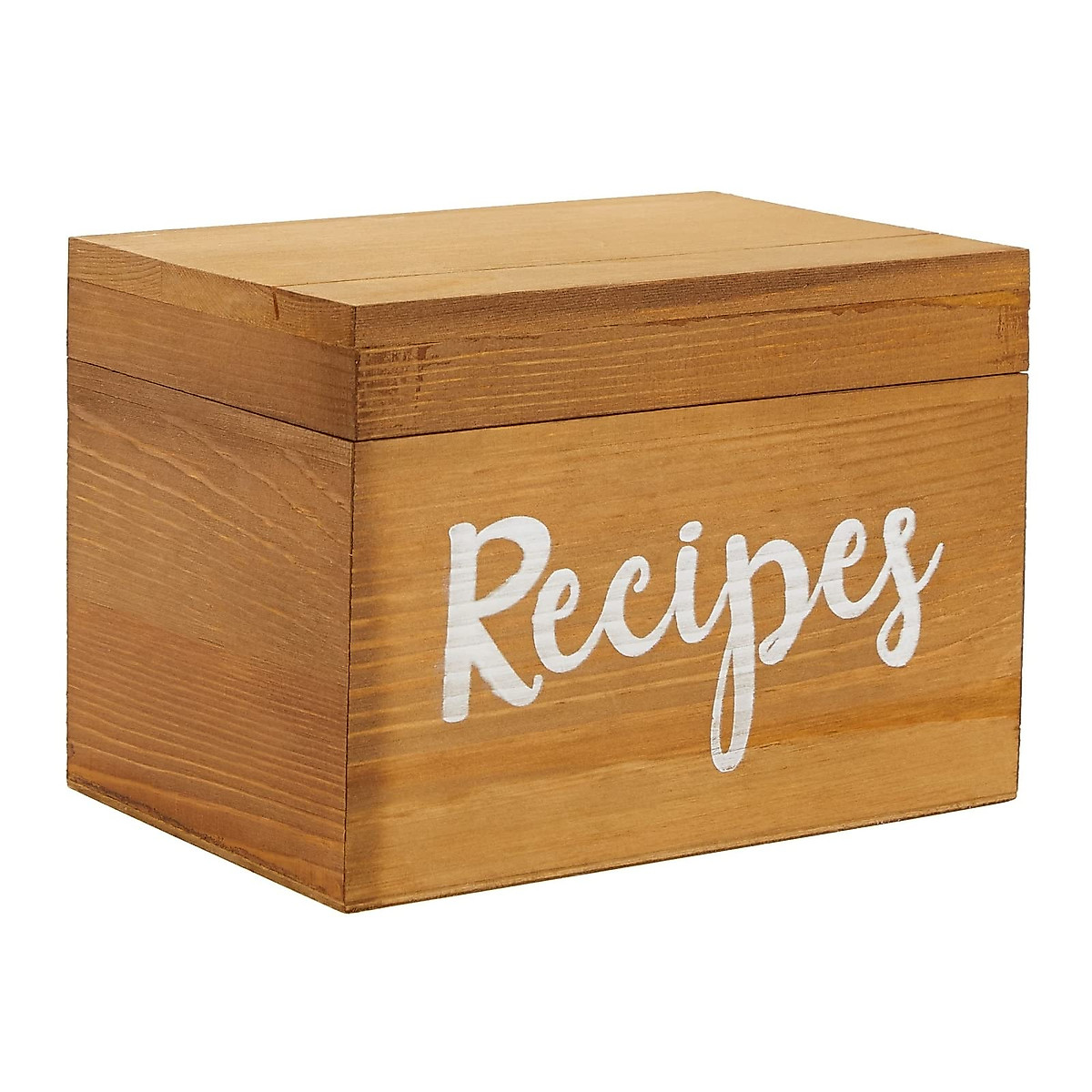 Juvale Wooden Recipe Box with Cards and 24 Dividers with Meat, Veggie, Dessert Tabs (7x5x5 in)