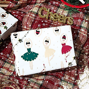 RUSPEPA Christmas Wrapping Paper Rolls - Mini Roll - 17 inches x 10 feet per Roll, Total of 3 Rolls - Nussknacker Design