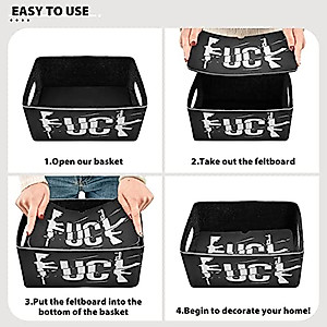 Fuck Guns Print Storage Basket Felt Storage Bin Collapsible Storage Box Cloth Baskets Containers Organizer for Kids Bedroom Magazine