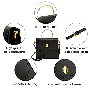 Scarleton Gold Top Handle Satchel Purses for Women, Handbags for Women, Crossbody Bags for Women, Shoulder Bag Purse Medium, H208401L - Black