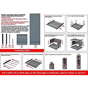 MADSOUKY Shoe Rack 8 Tiers DIY Narrow Stckable Free Standing Shoes Storage Tall Organizer Vertical Small Entryway Hallway Shelf