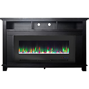 Cambridge San Jose 57'' Electric Fireplace with Crystal Insert, Multi-Color LED Flame, Remote, and Adjustable Heat Settings