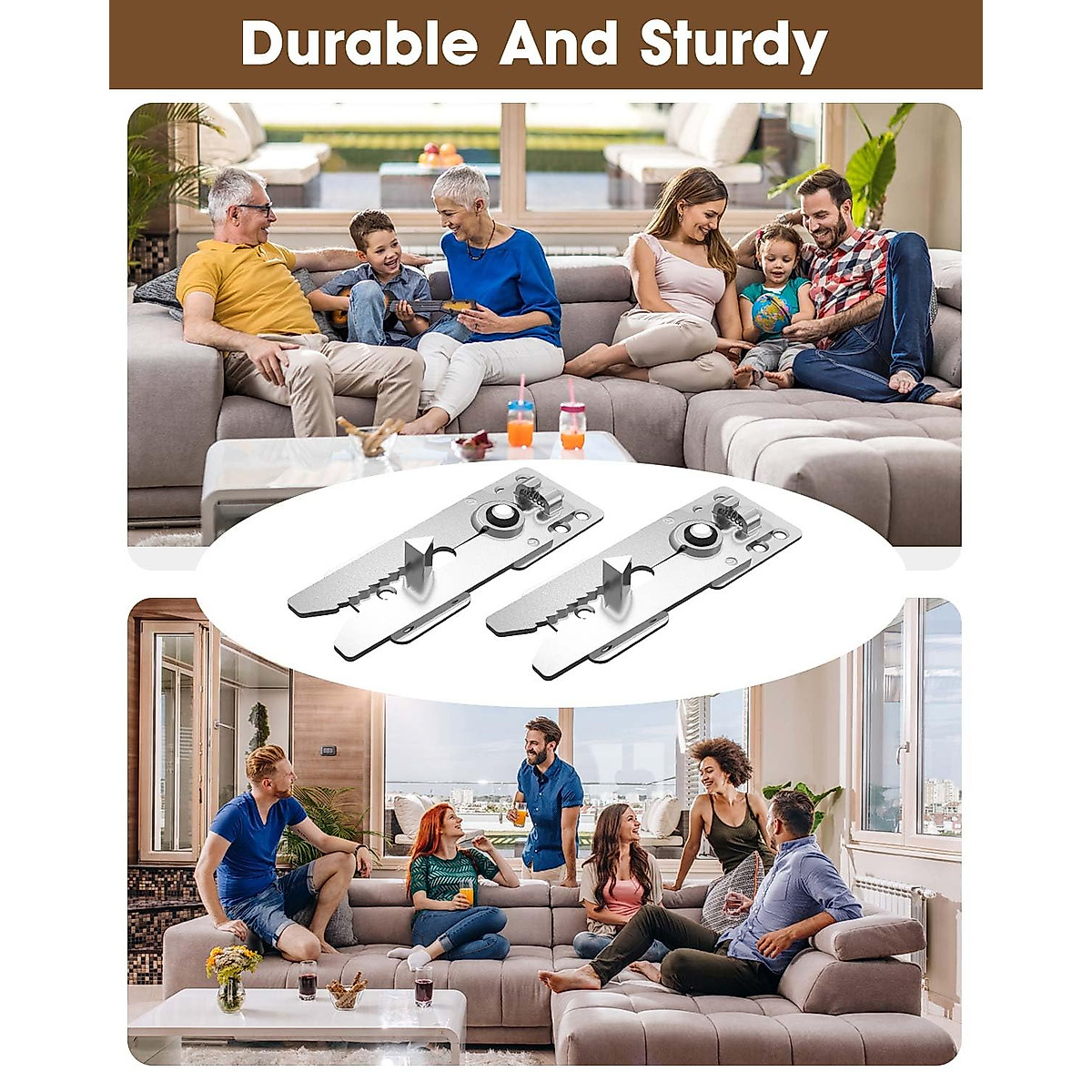 Sectional Couch Connectors,Couch Connections for Sectionals,Sofa Connector Bracket with 16 Screws, Suitable for Loveseat(Sofa Alligator Clips 2 Pairs)