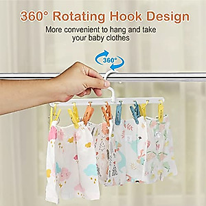 Baby Clothes Organizer Hangers with Clips, 360° Rotating Kids Pants Hangers, Space Saving, Vimiv Non-Slip Racks for Newborn Children Infant Toddler Towel Bib Sock Hangers w/16 Clips, 2 Pack Bulk