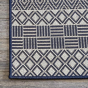 nuLOOM Frontier Striped Lattice Indoor/Outdoor Area Rug, 8' x 10', Blue