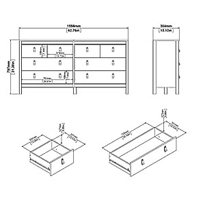 Tvilum 8 Drawer Double Dresser, White