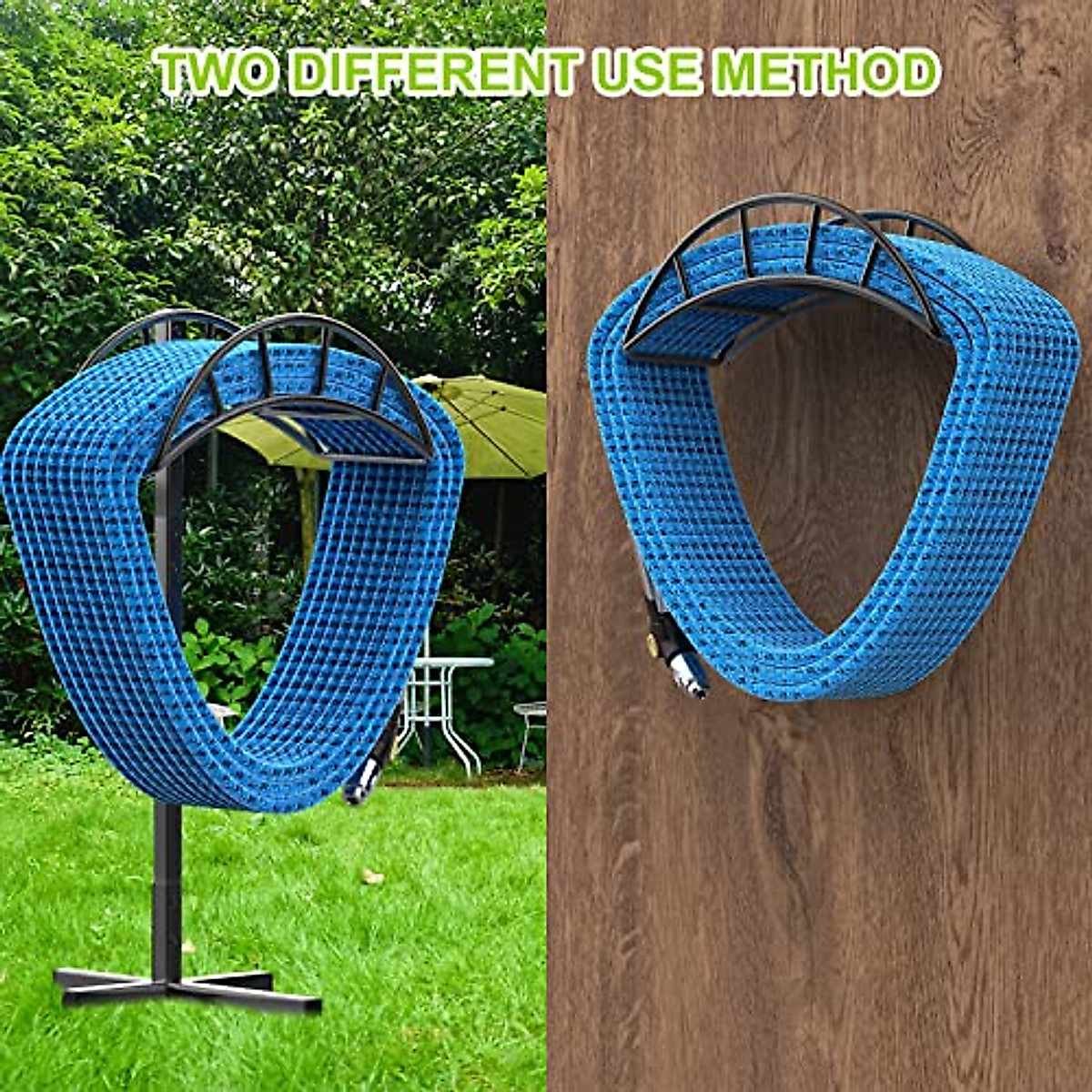 Garden Hose Holders for Outside,Detachable Garden Hose Holder Metal Freestanding Hose Holder, Heavy Duty Water Hose Holder for Garden Yard Lawn Black