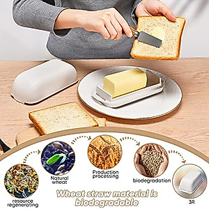 Butter Dish with Lid, Airtight Butter Dish for Countertop and Refrigerator,Microwave/Dishwasher Safe, Plastic Butter Keeper Tray for West/ East Coast Butter (Straw-01)