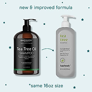 Baebody Award Winning Tea Tree Oil Shampoo - Clarifying for Build-Up, Dry Scalp and Oily Hair - Vegan Anti-Dandruff for Men/Women