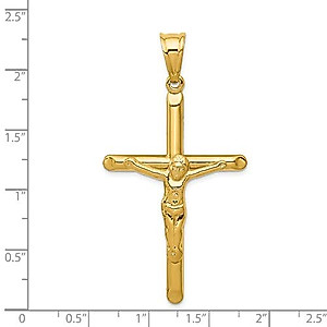 LooptyHoops Extra-Large 14k Yellow Gold Extra Large Crucifix Cross Pendant Charm, (57mm)