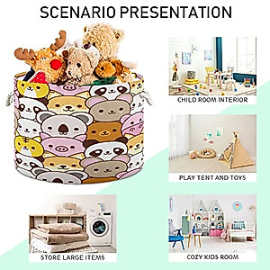 Kigai Cotton Rope Basket Cute Bears Large Storage Basket for Toys Blanket Baby Laundry Basket for Nursery, Closet, Bedroom, Home Organization
