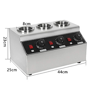 Electric Food Sauce Warmer Heater,Jam Heat Preservation Machine, Multifunction Topping Fondue Warmer, Cheese Dispenser with 3 Squeeze Sauce Bottles 240W