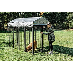 Olympia Tools 4x4x6 Dog Kennel - Outdoor Dog Kennel Small with UV Protection Waterproof Cover, Welded Wire Dog Kennels - Ideal for Dog, Pet Cage, Yard Wire Fence, Patio Crates, Black (90-542)