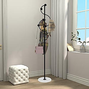 Coat Rack - Coat Racks Free Standing-Metal Standing Coat Rack with Slate Base, 8 Hooks,Perfect for Hanging Jackets, Bags, Umbrellas etc. an Ideal Coat Tree for Entryways, Living Rooms, and Bed Rooms