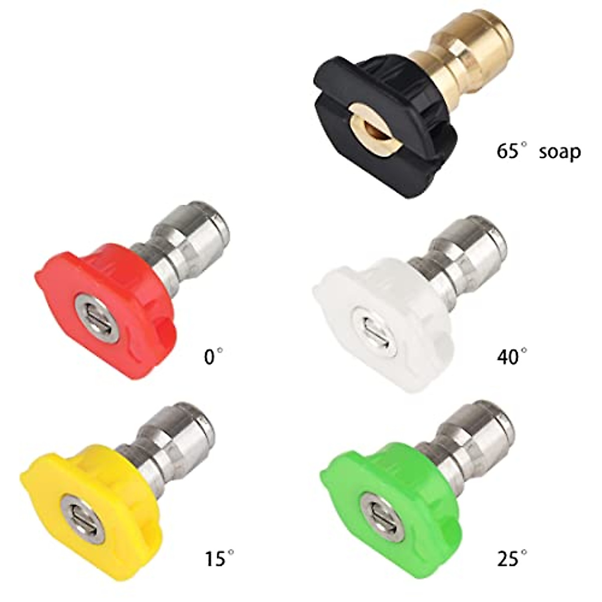 CKANDAY 5 Pack Pressure Washer Spray Nozzles Tips + 40 Pcs O-Rings Replacement for 1/4 inch and 3/8 inch, 5 Degrees Nozzles 1/4 Inch Quick Connection Tips with M22 Quick Connect Coupler Set, 4000 PSI