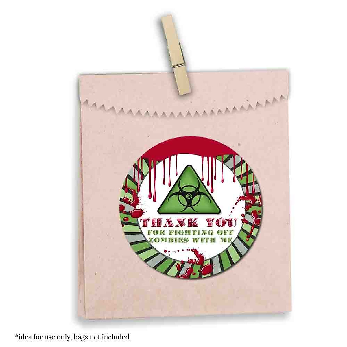 Zombie Birthday Party Thank You Sticker Labels, 40 2" Party Circle Stickers by AmandaCreation, Great for Party Favors, Envelope Seals & Goodie Bags