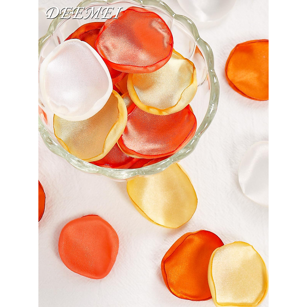 DEEMEI 400pcs Silk Rose Petals for Wedding Artificial Flower Petals Bulk for Basket Fall Wedding Aisle Runner Bridal Shower Table Decor(Orange)