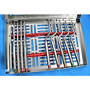 New Premium German Grade Sinus Lift Osteotomes Kit Straight Off Set Concave Mead Mallet Cassette Dental-A