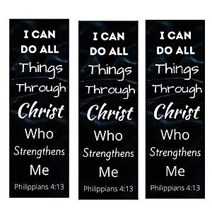 I Can Do All Things Through Christ Christian Religious Bookmarks Bible Verse Scripture Made in USA Inspirational Encouragement Sunday School Philippians 4 13 Bookmark Bulk (50 Count)