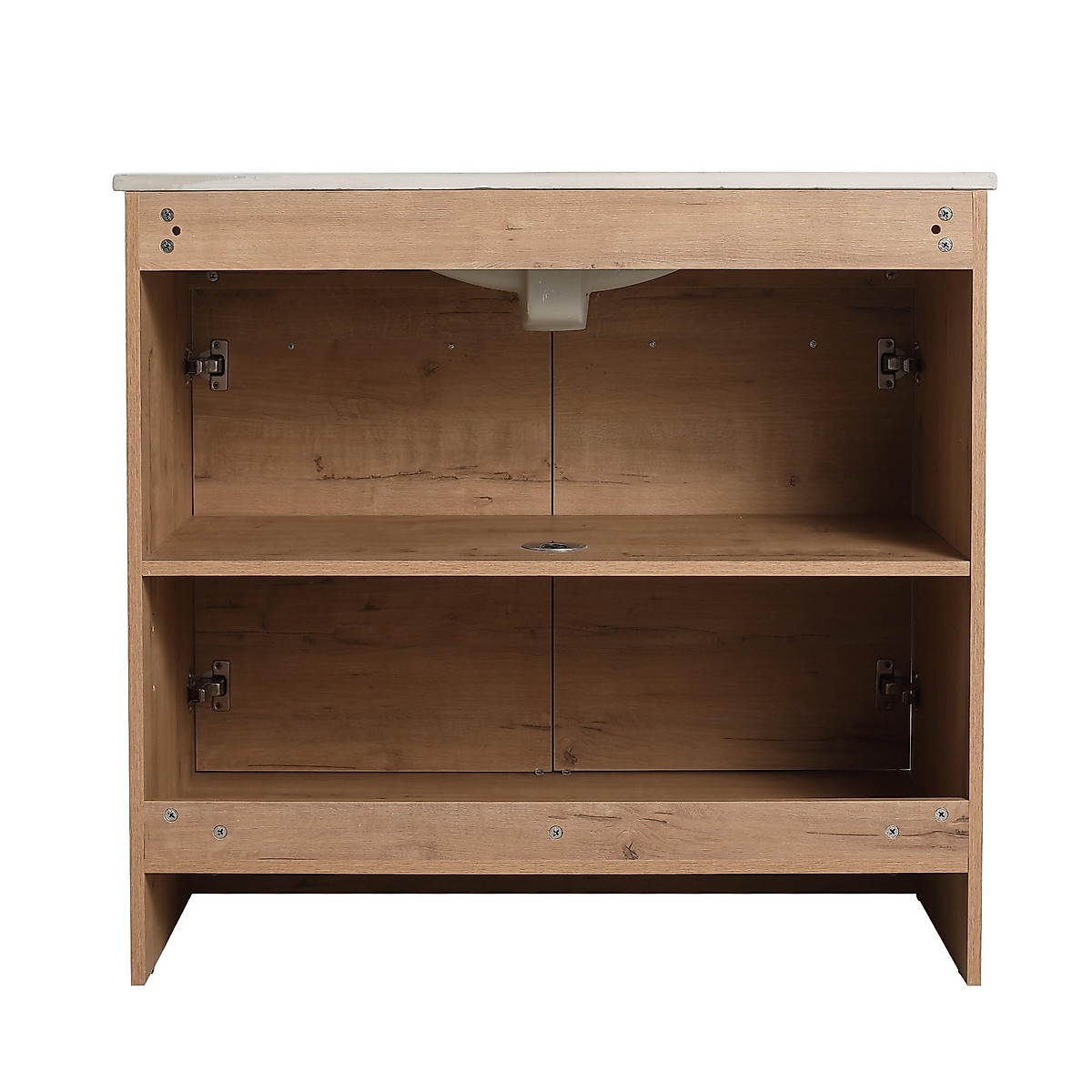 Dowell Oak Natural Bathroom Vanity with Ceramic Sink Combo, Modern Bathroom Cabinet with Soft-Close Door, Freestanding Single Bathroom Vanity Set (36 Inch)