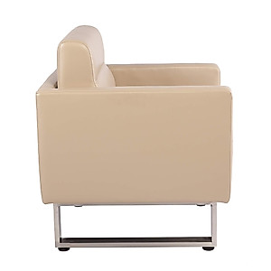 LUCKYERMORE Set of 2 Office Guest Chairs Waiting Room Chairs Lobby Chairs Black Leather Chairs Sofa Barrel Club Chairs Heavy Duty and Great Support Cushion Armchair for Office Guest Reception