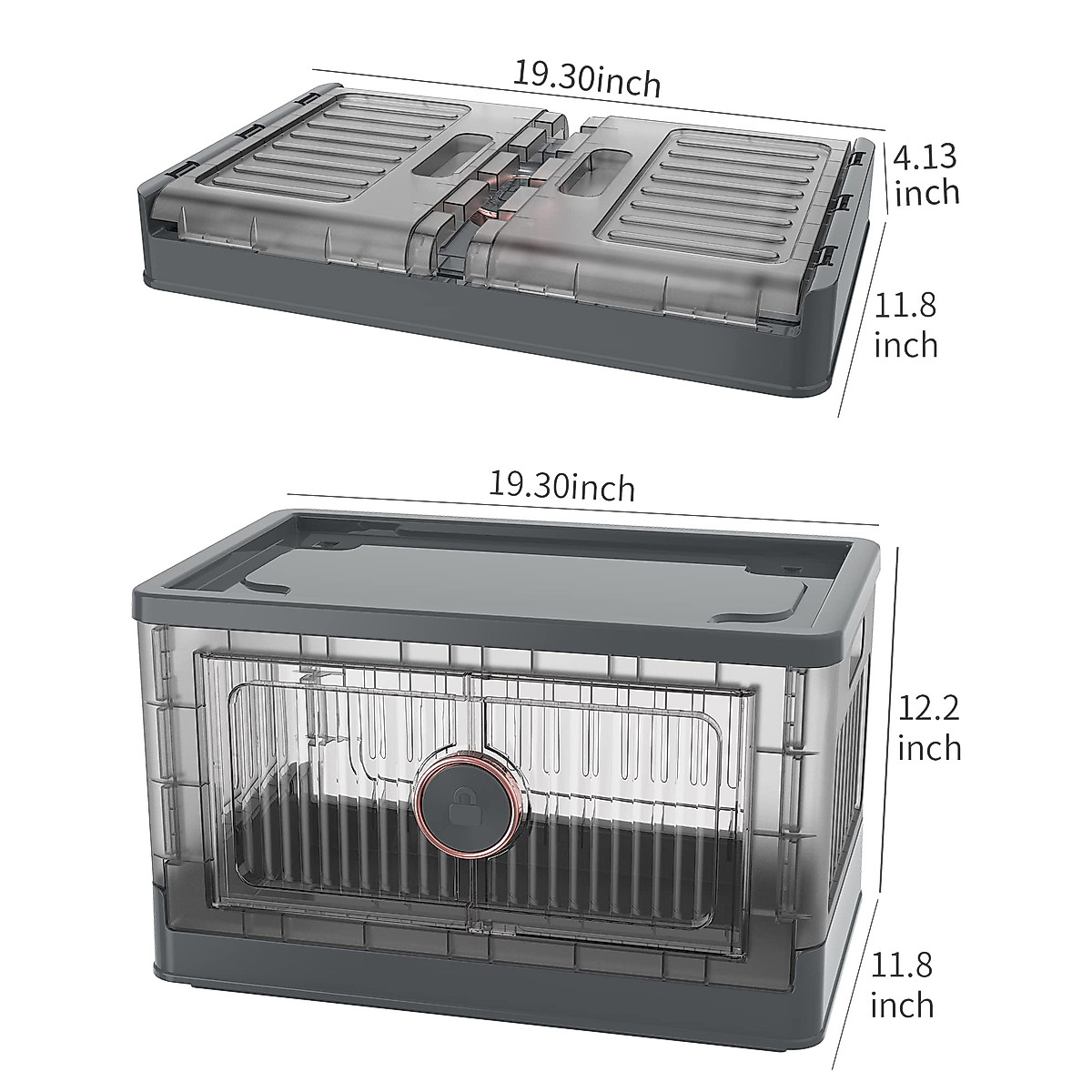 richang 5 Pack 38L closet organizers and storage Lidded Collapsible Storage Bins Folding Plastic Stackable Utility Crates foldable storage container storage box Grey