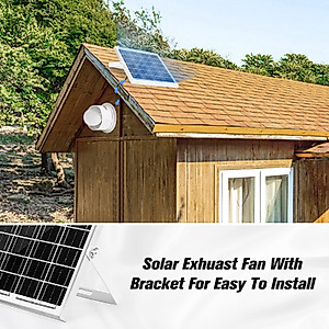 blessny Solar Powered Exhaust Fan, 10W Solar Panel + 6" Ventilation Vent Fan for Outside Greenhouse, Chicken Coop, Shed, Pet House, Attic