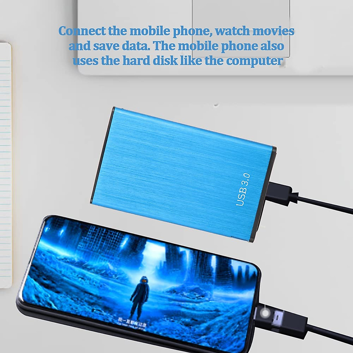 USB3.0 High-Speed Mobile Hard Drive,YD0018 2.5inch 80G-2TB Mechanical Mobile Hard Drive,50-130M/S USB3.0 Ultra Slim Portable External Hard Drive,Compatible for OS X/XP/Win7/ Win8/Win10/Linux(1TB)