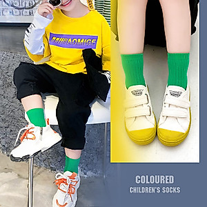 MINI PANDA Little Girl's Socks, Girls Socks Cute,girls Crew Socks 9 Pairs Pack (9 pairs-5, 9-12 Years)