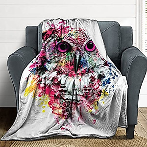Owl Blanket, Soft Fluffy Flannel Plush Throw Blanket , Cozy Blankets for Bed, Couch, Sofa, Travel and Outdoor 60"X50" Inches