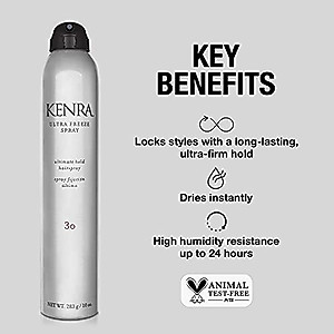 Kenra Ultra Freeze Spray 30 | Ultimate Hold Hairspray | Long-Lasting, Ultra-Firm Hold | Fast-Drying Formula | Provides Humidity Resistance | High Shine, Flake-Free Finish | All Hair Types | 10 oz